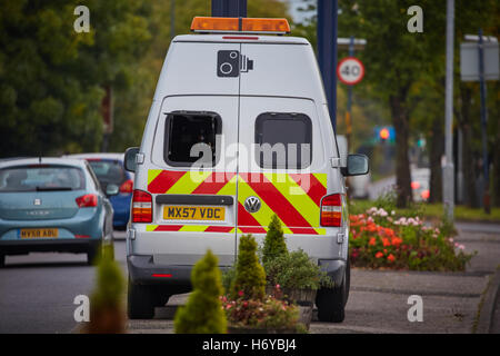 Police mobile speed camera van in operation on Leeds Road in Rothwell ...