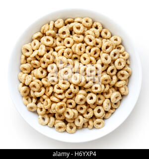 Bowl of honey cheerios isolated on white. Spilled cheerios Stock Photo ...