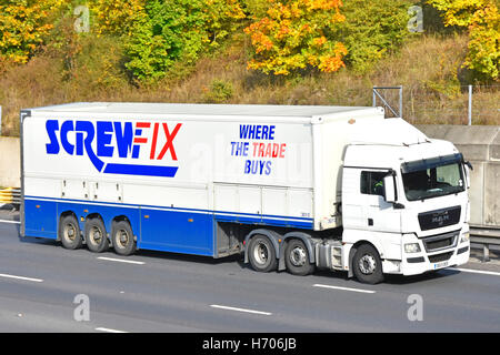 Side front view of Screwfix transport logistics shop & store delivery ...