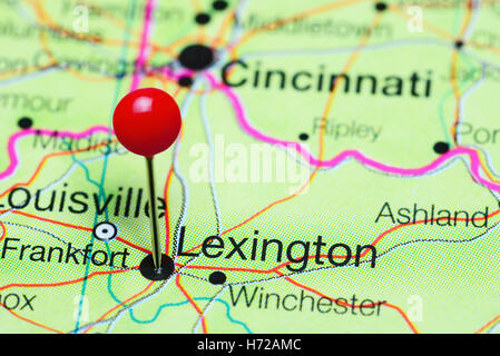 A map of Lexington, Kentucky marked with a push pin Stock Photo - Alamy
