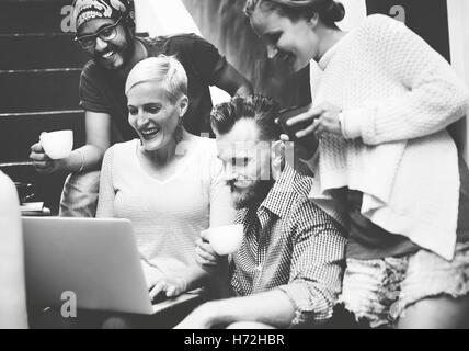 Group Of People Browsing Internet Concept Stock Photo - Alamy