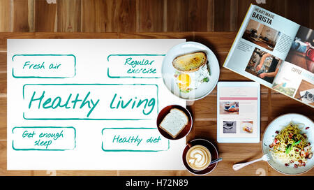 Healthy Living Excersice Diet Nutrition Graphic Concept Stock Photo - Alamy