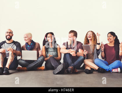 Diverse People Friendship Digital Device Copy Space Concept Stock Photo ...
