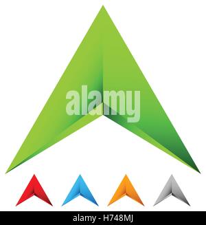 Sharp edgy 3d arrow icon in more color with bevel effect Stock Vector ...