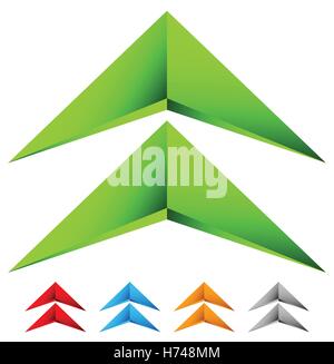 Sharp edgy 3d arrow icon in more color with bevel effect Stock Vector ...