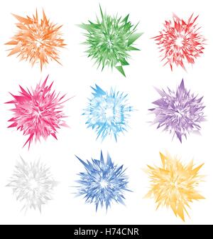 Colorful sharp asymmetric shapes set. Abstract bright geometric edgy ...