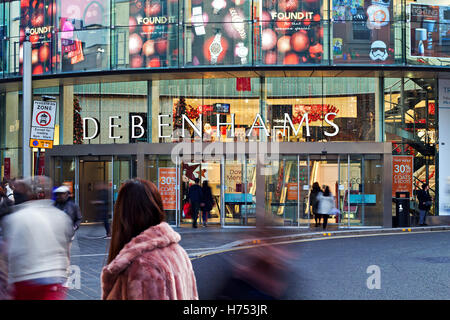 Window display at Debenhams Liverpool One store at night Stock Photo ...