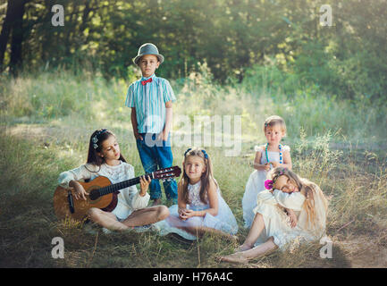 Boy girl playing guitar in room romantic happiness in love Valentine's ...