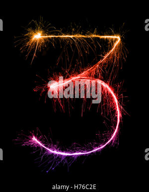 Fire alphabet number 3 three isolated on black background Stock Photo ...