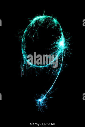 Fire alphabet number 9 nine isolated on black background Stock Photo ...