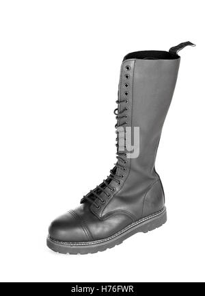 tall black leather men boot side view Stock Photo - Alamy