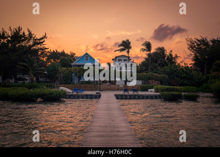 sunset in Belize Stock Photo - Alamy