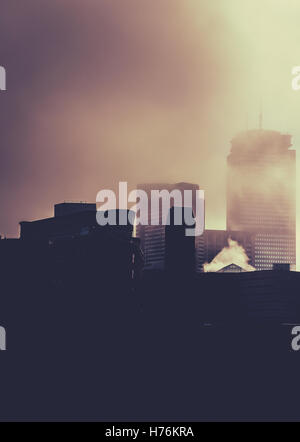 Sepia City skyline at dawn Stock Photo - Alamy