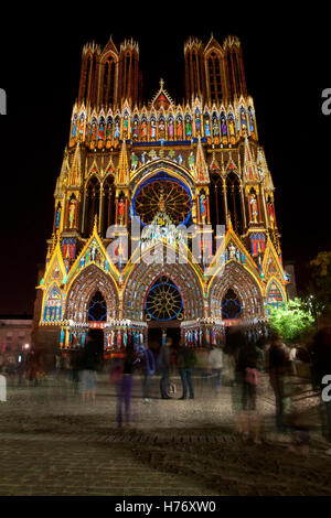Light Show at Reims Cathedral Stock Photo - Alamy