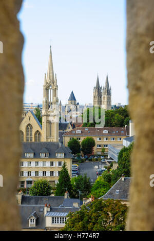 This is a historical view of Caen, a city in France, from the Saint ...