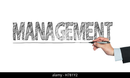 management written by hand, hand writing on transparent board, photo ...
