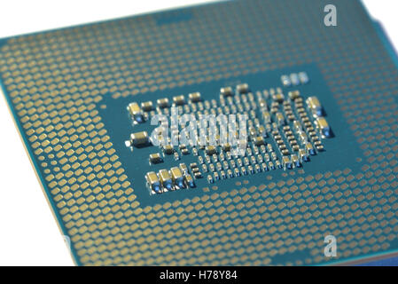 Back side of a CPU with connectors and chips Stock Photo - Alamy