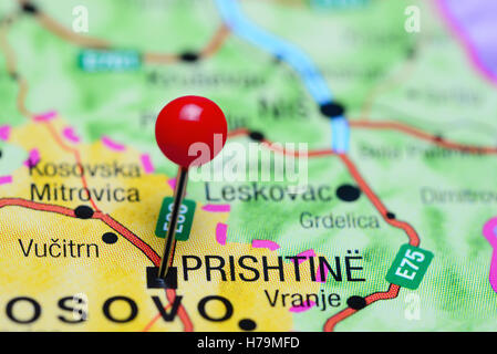 Prishtine pinned on a map of europe Stock Photo - Alamy