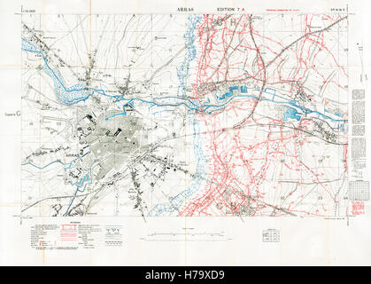 A map of the Western Front, France in 1918, showing the front lines on ...