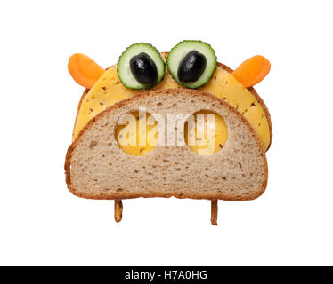 Hippo made of cheese and bread on white background Stock Photo - Alamy