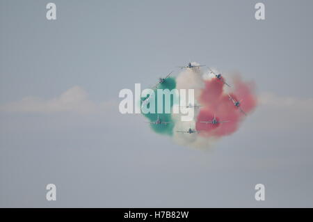 Pesaro Italy - lug 31 2016: The Italian demonstration team Frecce ...