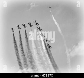Pesaro Italy - lug 31 2016: The Italian demonstration team Frecce ...