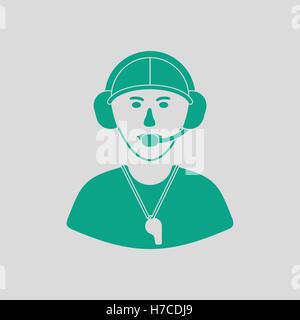 American football coach icon. Gray background with green. Vector ...