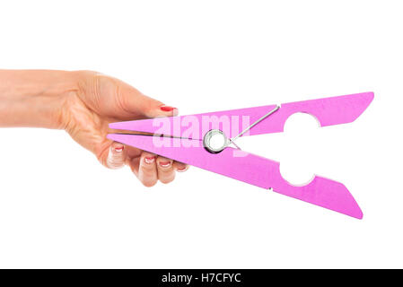hand holding clothes pin Stock Photo - Alamy