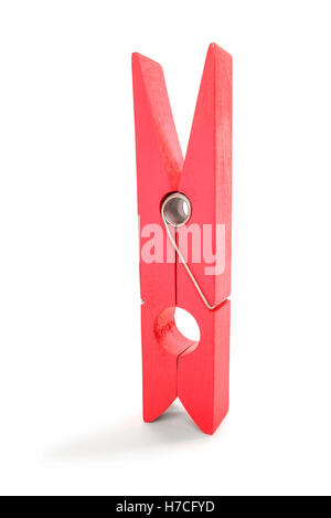 Red plastic clothespin isolated on white background. Plastic clips ...
