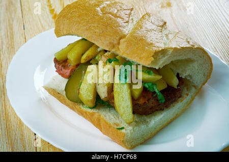 Mitraillette type of sandwich which is a Belgian dish Stock Photo - Alamy