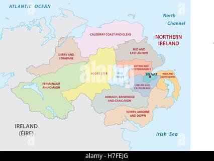 Northern Ireland administrative and political map with flag Stock ...