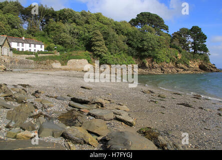 Durgan Village and Beach. Cornwall, England, UK Stock Photo - Alamy