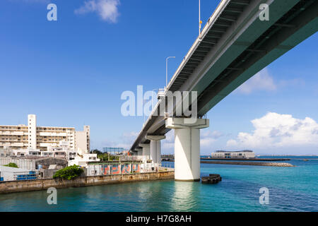 Bridge over the Marine in Okinawa mainland ferry port, Japan Stock ...