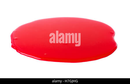 red paint splodge on a white background Stock Photo - Alamy