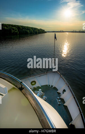 Side view of cruise ship deck and lounge chairs in San Juan Stock Photo ...