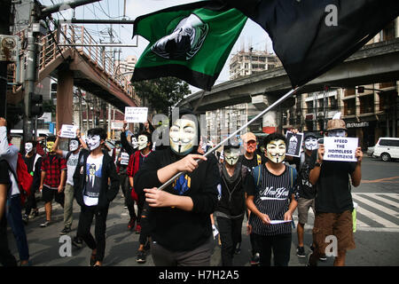 Philippines. 5th Nov, 2016. Members of Anonymous Philippines marched to ...