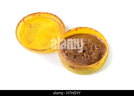 Used solder wax for soldering work isolated on white background Stock ...