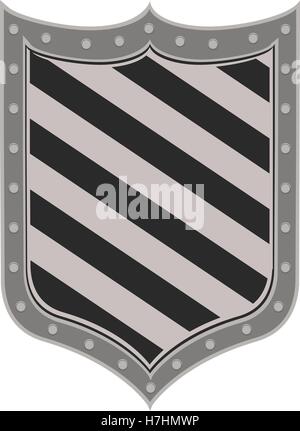 gray and black striped security shield icon over white background ...