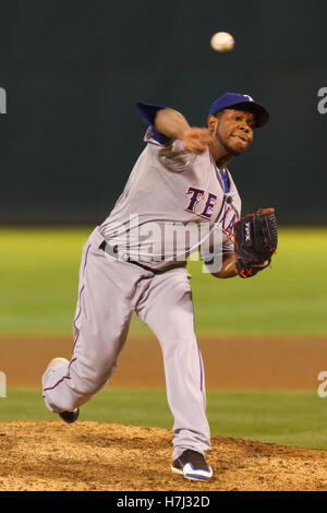 Texas Rangers relief pitcher Neftali Feliz points skyward after closing ...