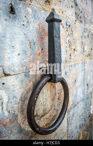 Iron ring for tethering your horse in the Medieval city of Siena ...