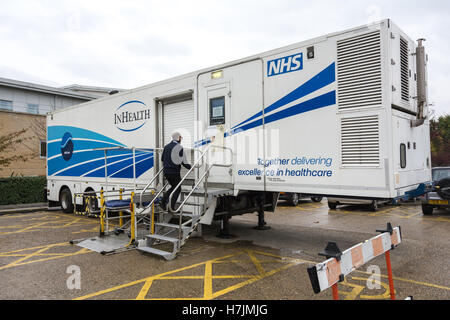 An InHealth Mobile MRI Scanner outside Queen Mary's Hospital in SW ...