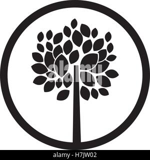 Tree with leaves inside circle icon. Plant nature environment spring ...