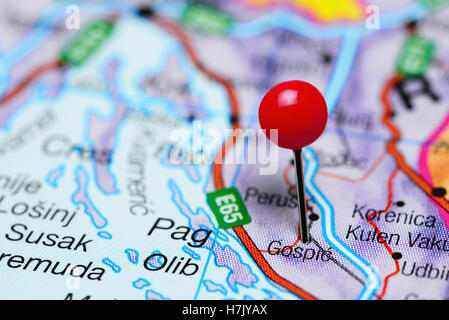 Gospic pinned on a map of Croatia Stock Photo - Alamy