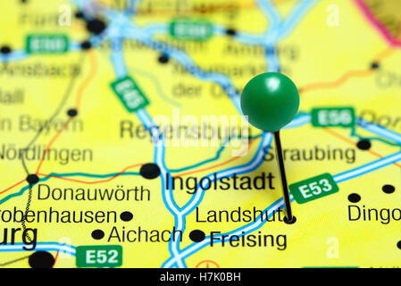 Landshut pinned on a map of Germany Stock Photo - Alamy