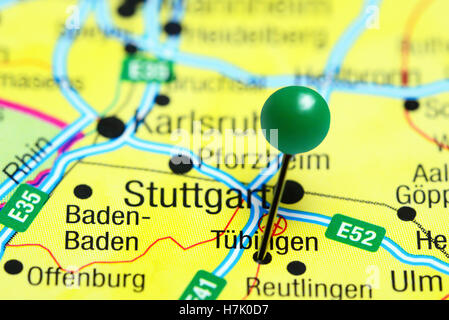 Tubingen pinned on a map of Germany Stock Photo - Alamy