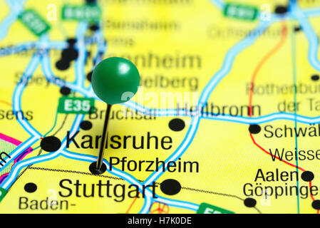 Pforzheim pinned on a map of Germany Stock Photo - Alamy
