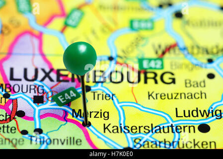 Merzig pinned on a map of Germany Stock Photo - Alamy