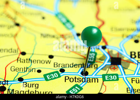 Potsdam pinned on a map of Germany Stock Photo - Alamy