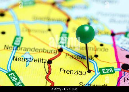 Prenzlau pinned on a map of Germany Stock Photo - Alamy