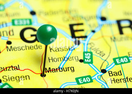 Marburg pinned on a map of Germany Stock Photo - Alamy